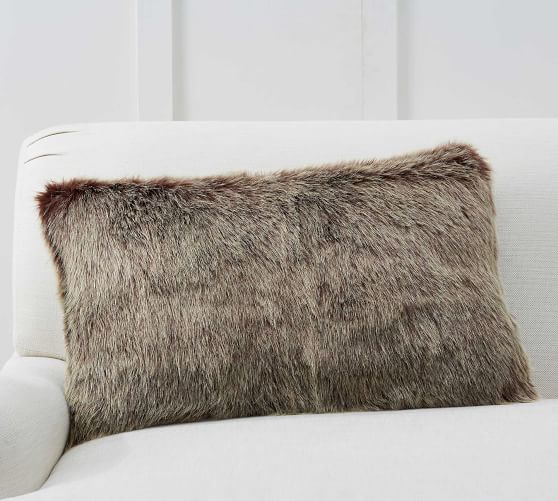 Faux Fur Luxe Mink Lumbar Throw Pillow Cover | Pottery Barn