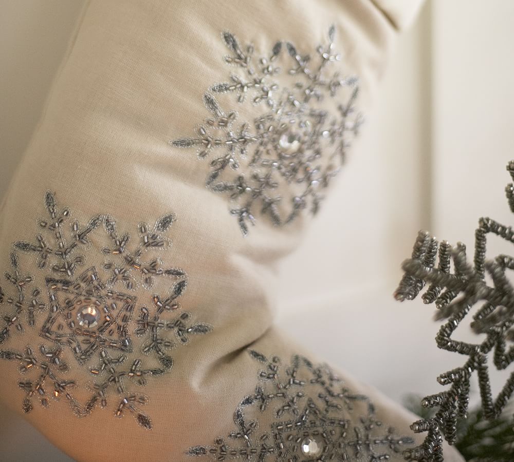 Beaded Snowflake Stocking | Pottery Barn