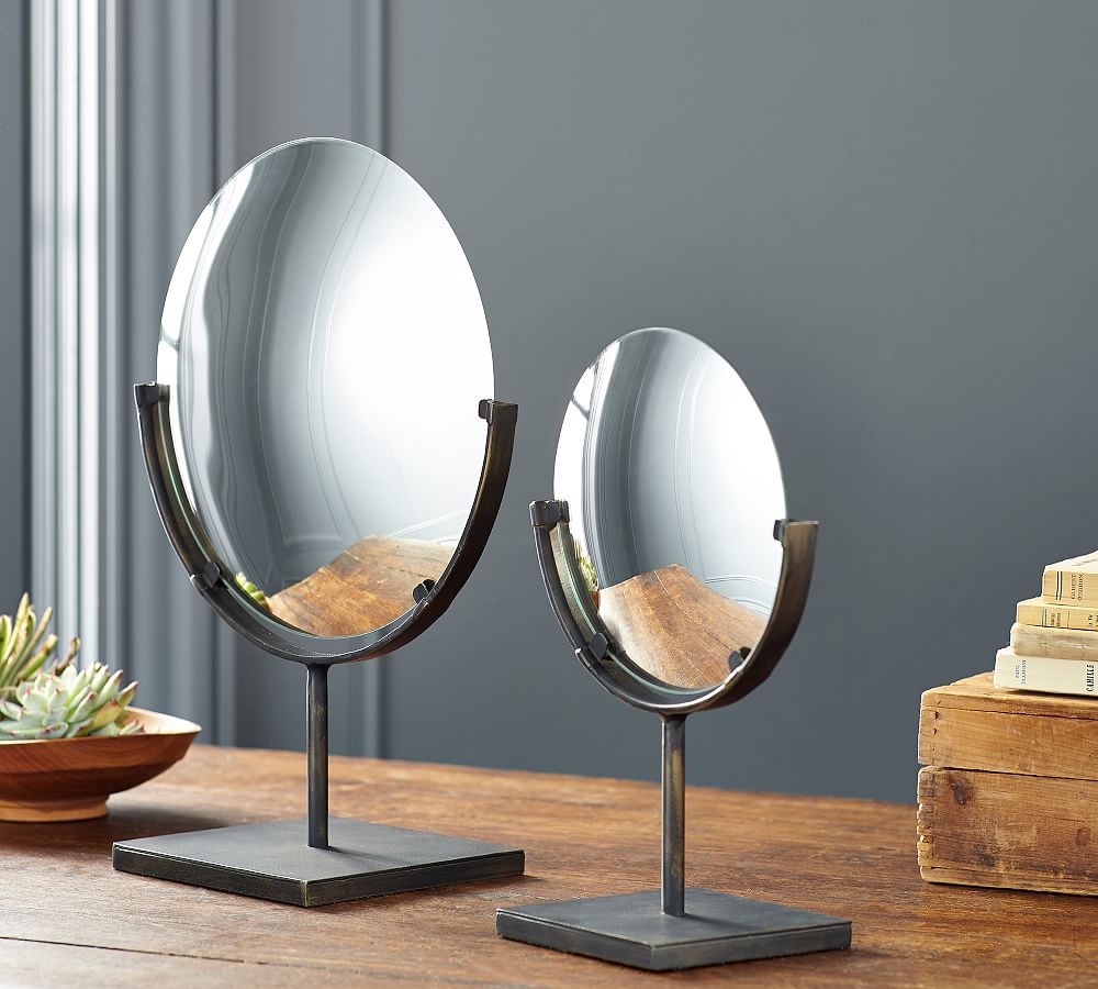 Round Bronze Mirror On Stand | Decorative Objects | Pottery Barn
