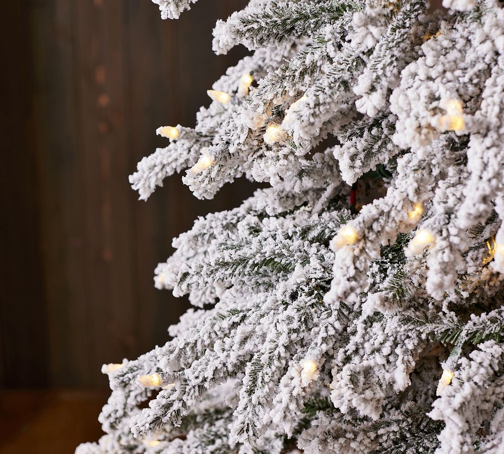 Pre-Lit Flocked Snow Pine Faux Christmas Tree | Pottery Barn
