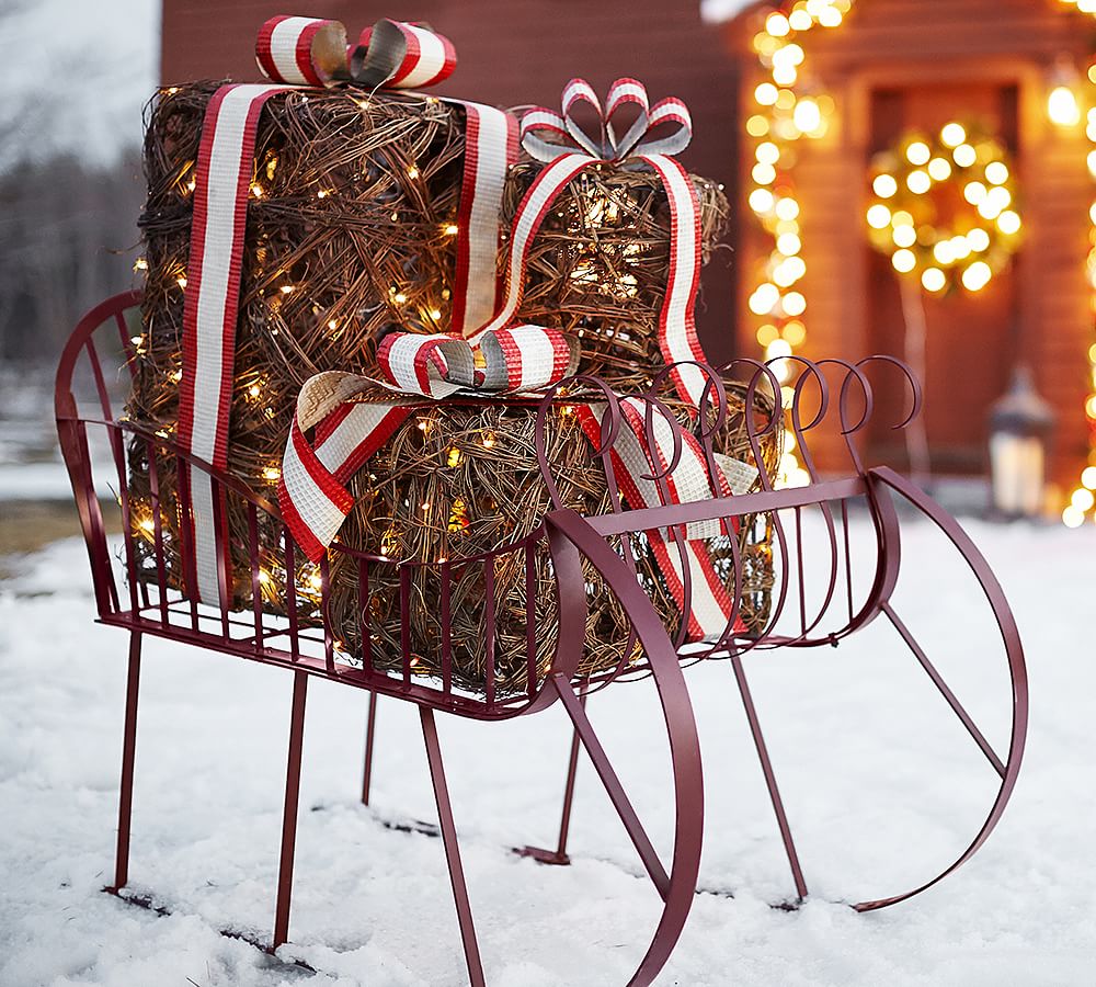 Outdoor Red Metal Sleigh | Pottery Barn