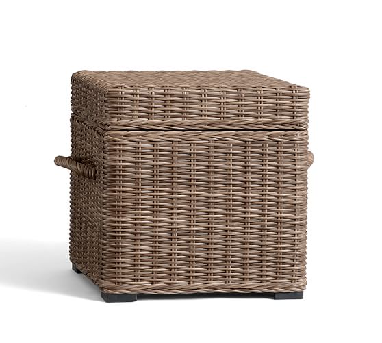 Torrey All-Weather Wicker Cube, Natural | Pottery Barn