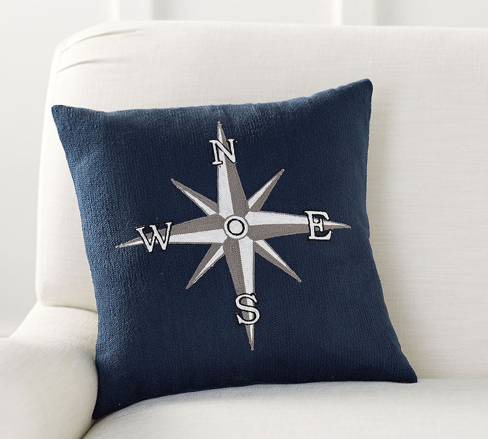 Compass Crewel Decorative Pillow | Pottery Barn