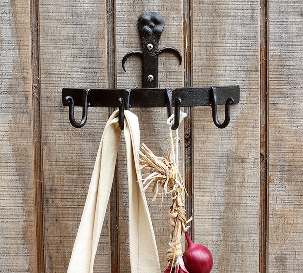 Wrought Iron Row of Hooks | Pottery Barn