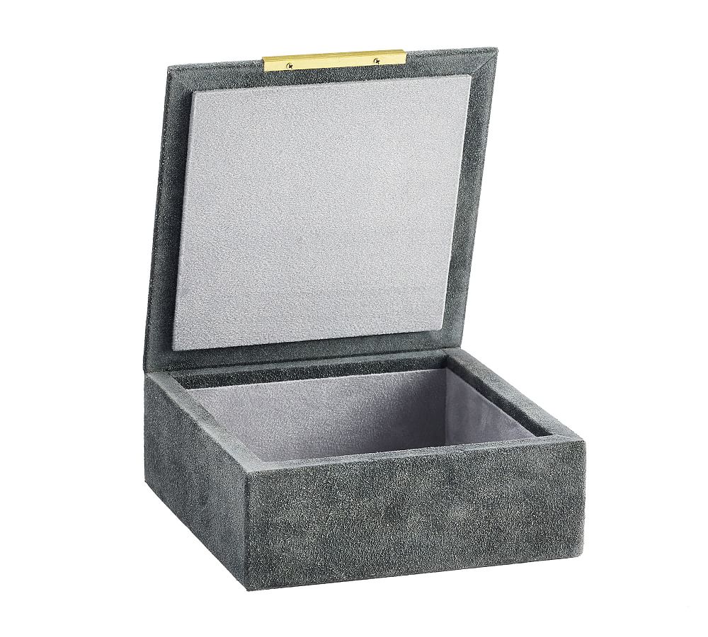 Avalon Medium Suede Jewelry Box | Pottery Barn
