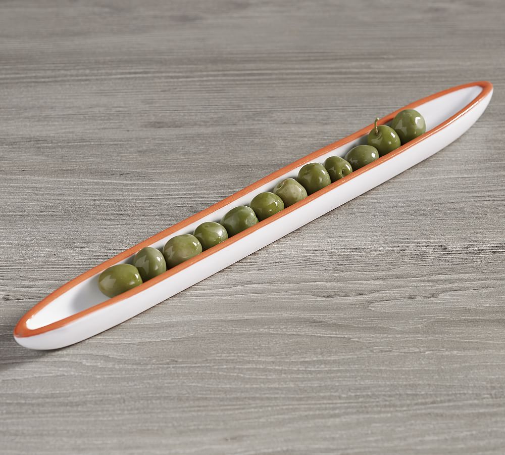 Terracotta White Olive Boat | Pottery Barn