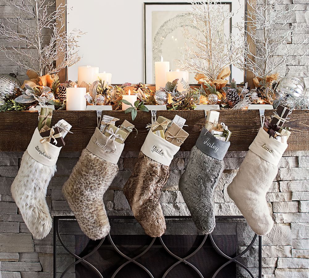 Faux Fur Stocking With Velvet Cuff | Pottery Barn