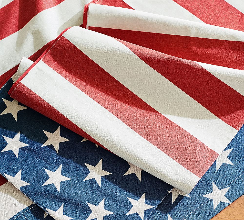 American Flag Linen/Cotton Table Runner | Pottery Barn