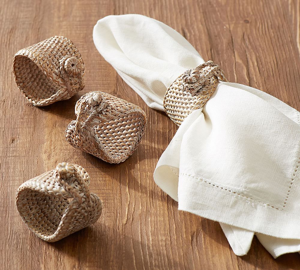 Tava Rattan Napkin Rings | Pottery Barn