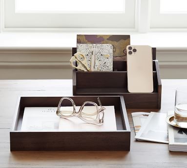 Walnut Desktop Organizer | Pottery Barn