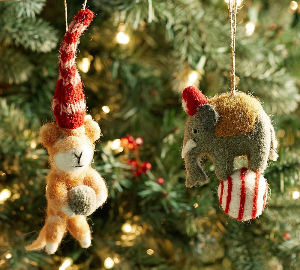 Felt Circus Animals Christmas Ornaments | Pottery Barn