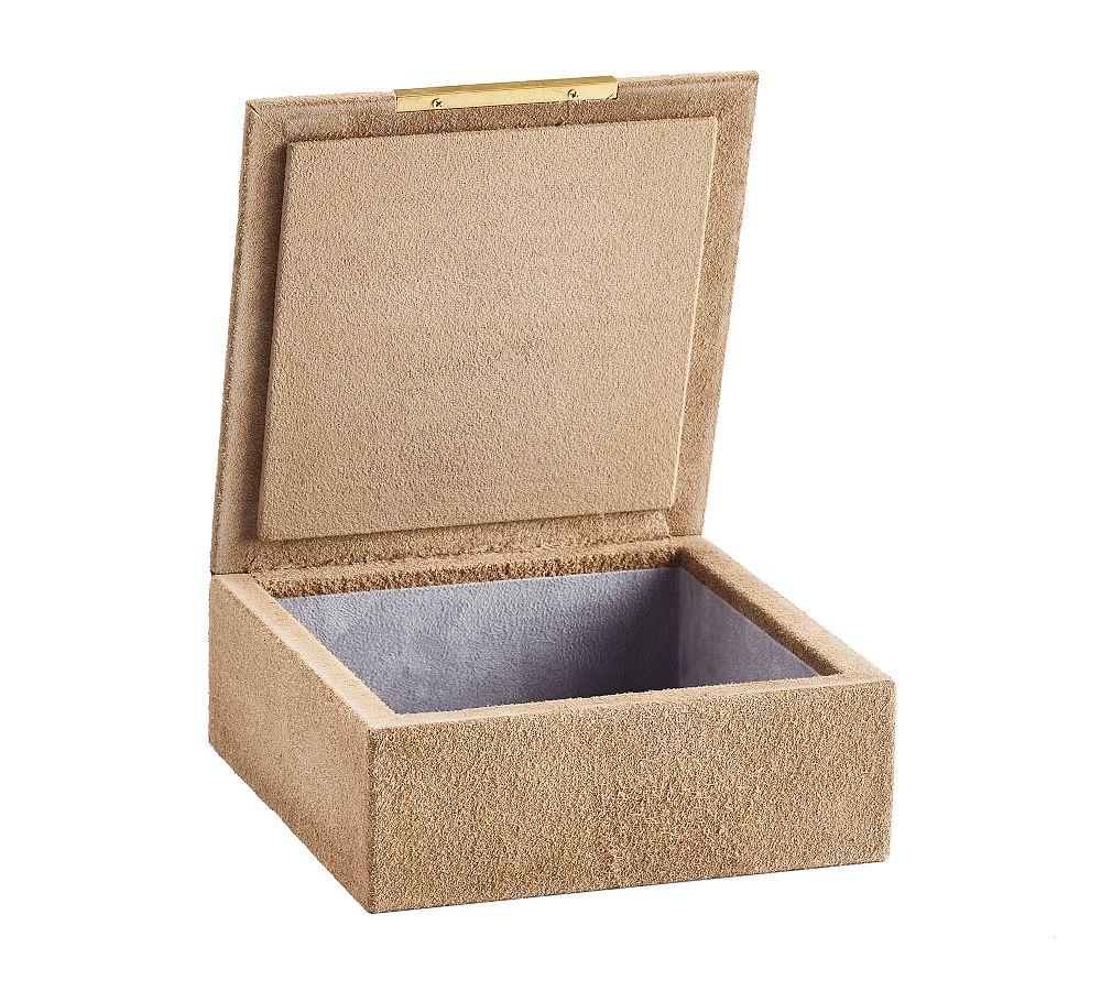 Avalon Medium Suede Jewelry Box | Pottery Barn