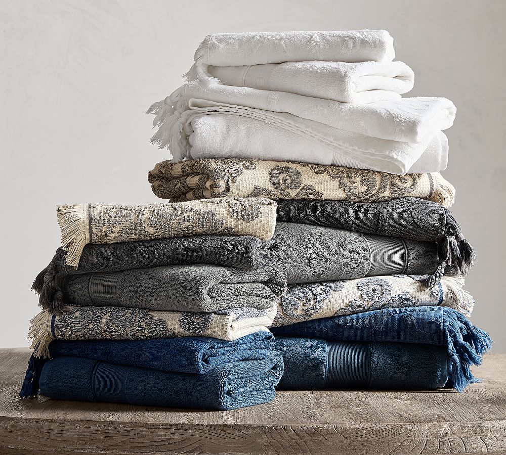 Stonewashed Sculpted Towels | Pottery Barn