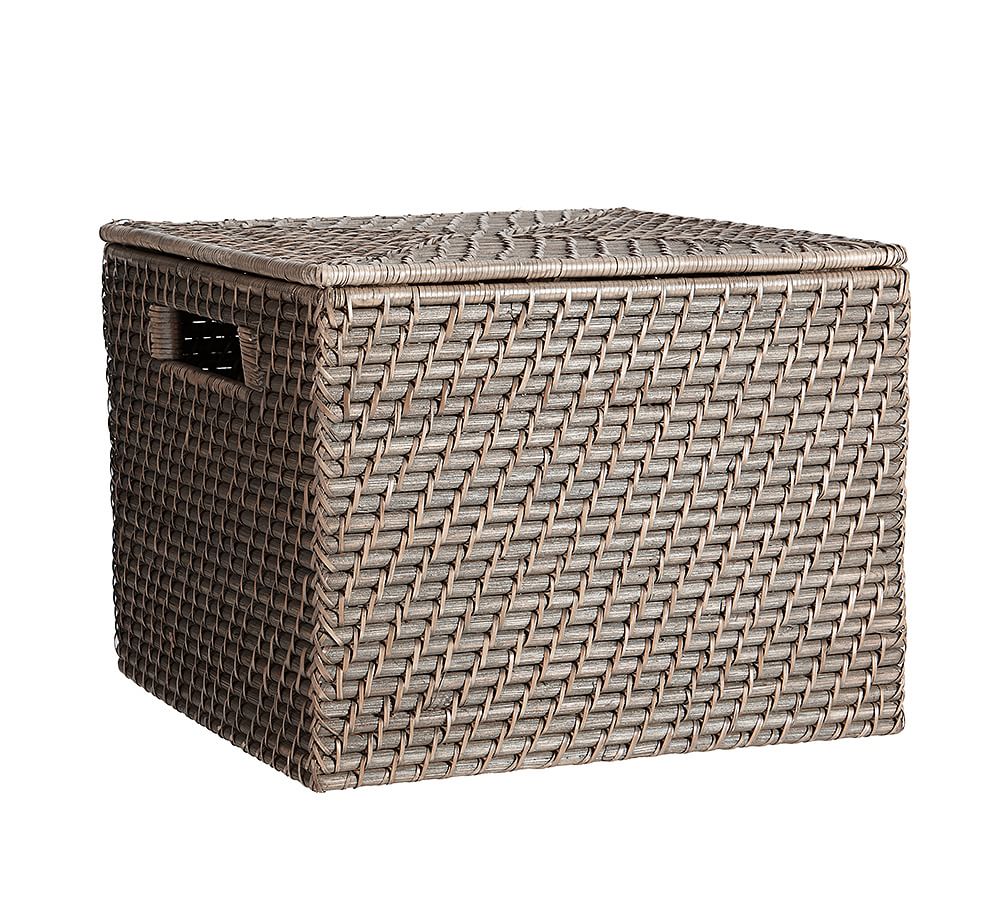 Cassie Tightweave Lidded File Bin | Pottery Barn