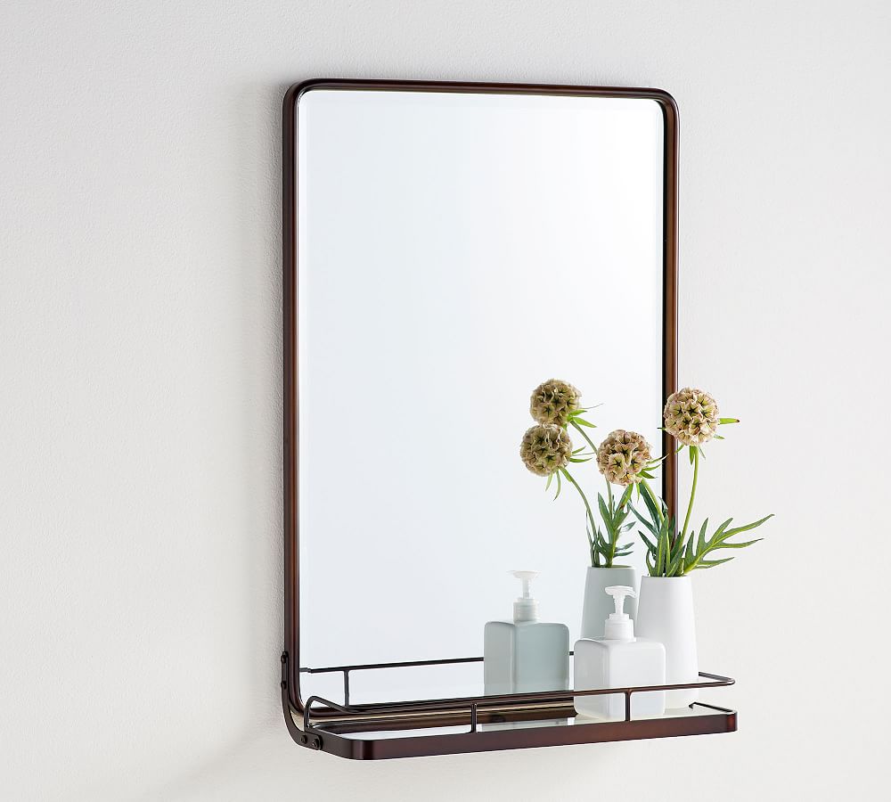 Vintage Rounded Rectangular Mirror With Shelf | Pottery Barn