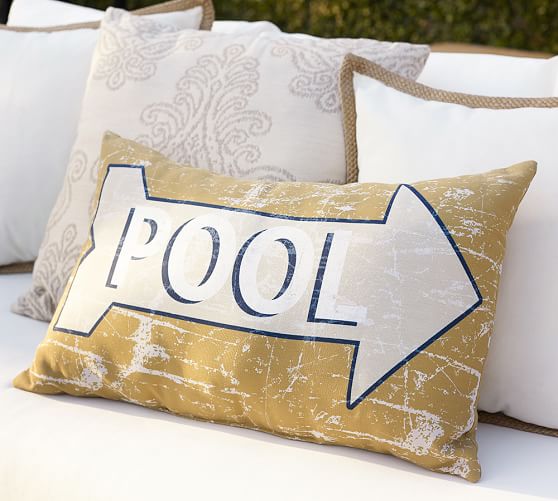 Pool Sentiment Outdoor Lumbar Throw Pillow | Pottery Barn