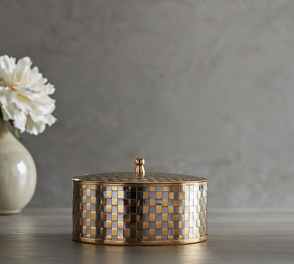 Silver & Gold Woven Metal Box | Pottery Barn