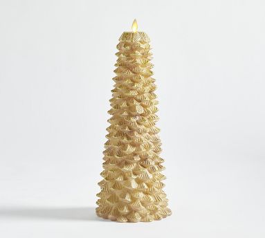 Premium Flickering Flameless Tree Candle - Gold | Pottery Barn