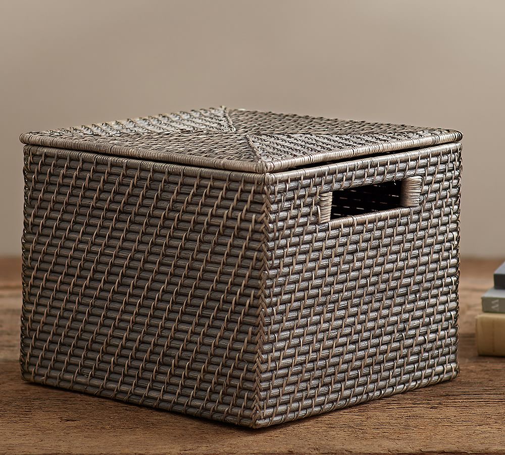 Cassie Tightweave Lidded File Bin | Pottery Barn