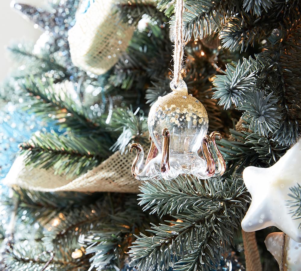 Octopus Glass Christmas Ornament | Pottery Barn