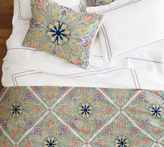 Penelope Medallion Organic Percale Patterned Duvet Cover & Sham ... Penelope Medallion Organic Percale Patterned Duvet Cover & Sham ...