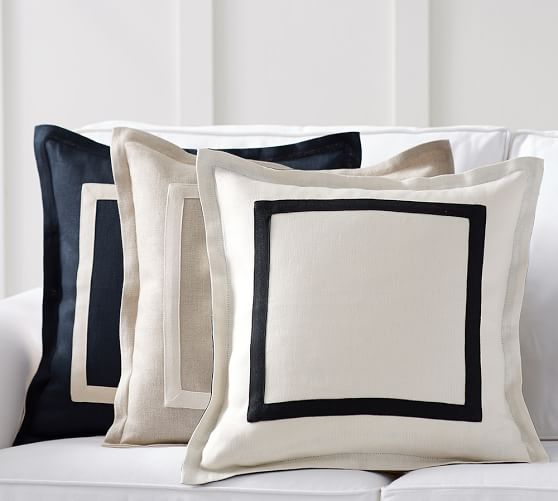 Textured Linen Frame Pillow Cover | Pottery Barn
