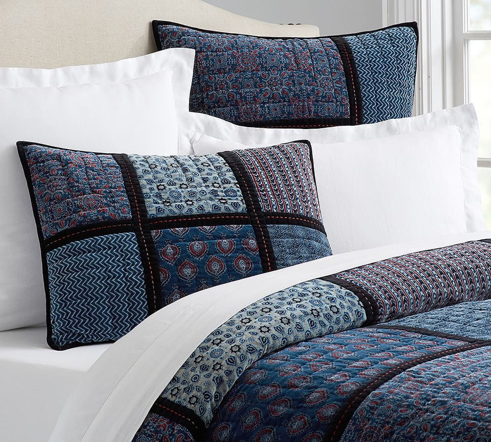 Jori Velvet Patchwork Quilt & Sham | Pottery Barn