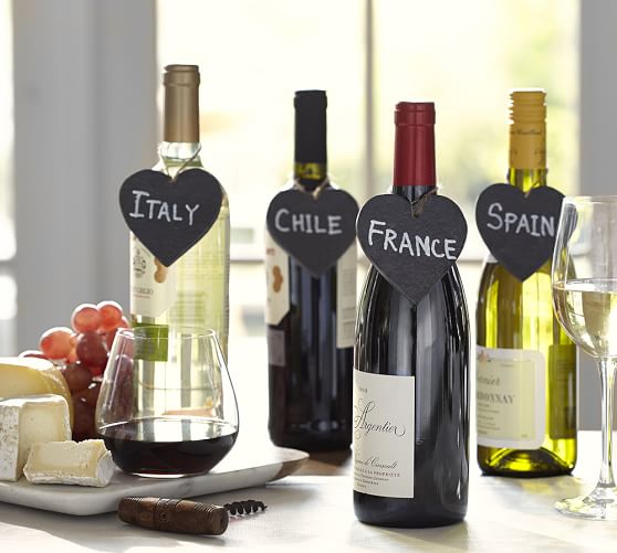 Slate Heart Wine Bottle Tag - Set of 4| Wine Accessories | Pottery Barn