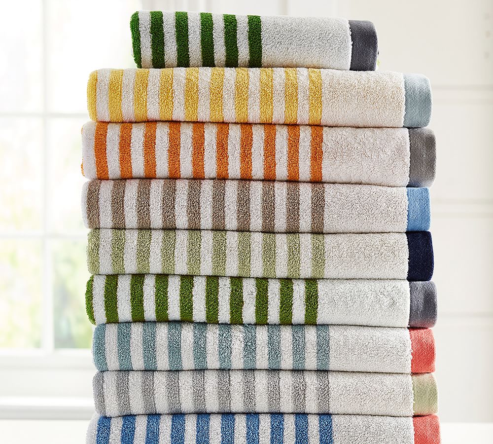 Marlo Stripe Organic Bath Towels | Pottery Barn