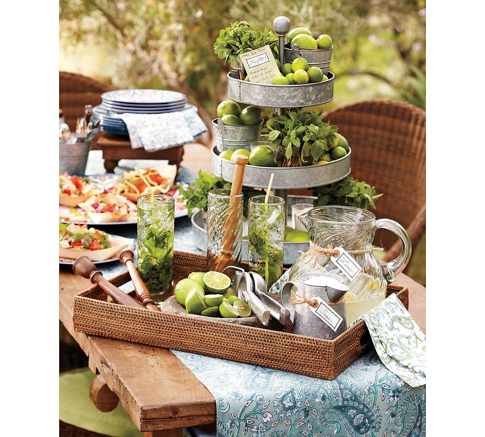 Large Tava Rattan Tray | Pottery Barn