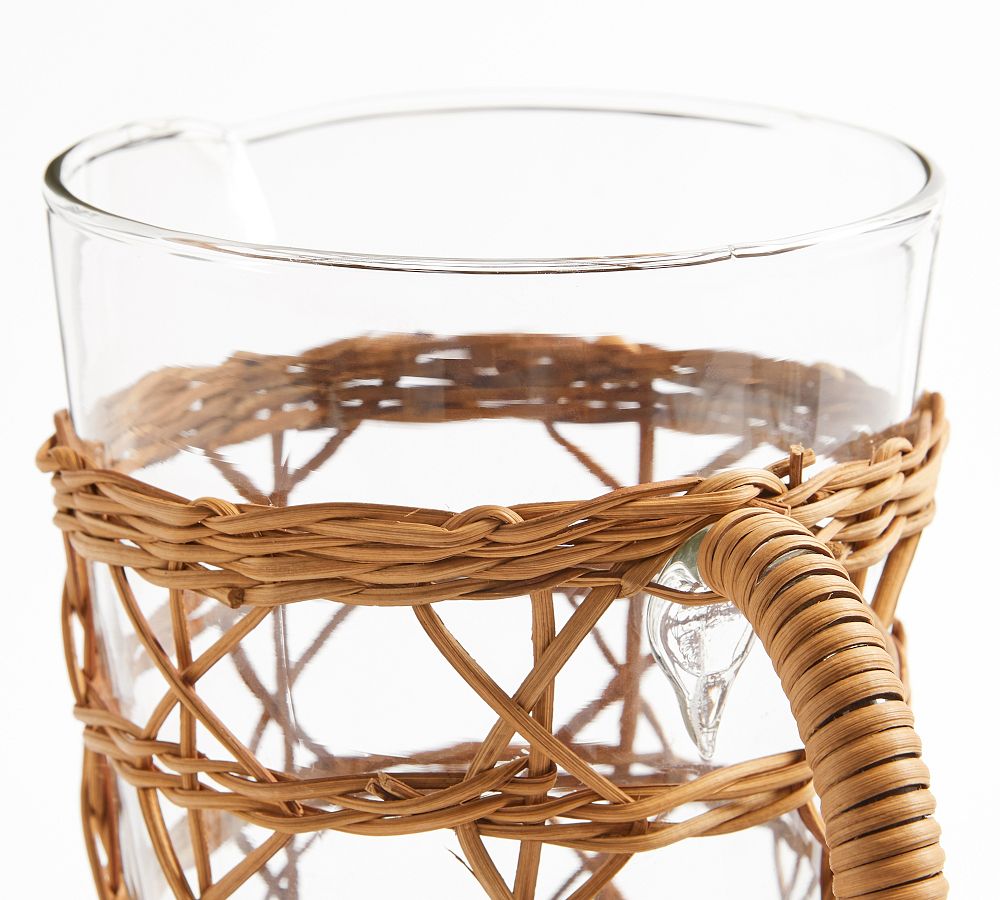 Handwoven Wicker and Glass Pitcher | Pottery Barn