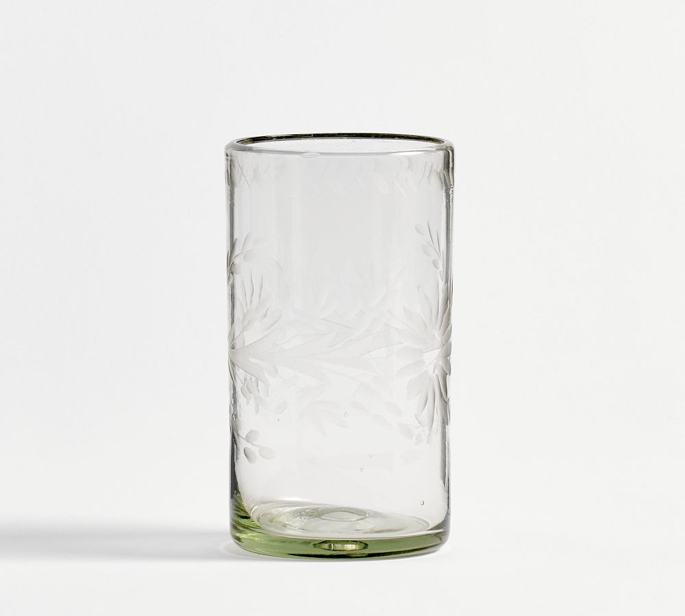 Etched Floral Recycled Glass Drinking Glasses - Set of 4 | Pottery Barn