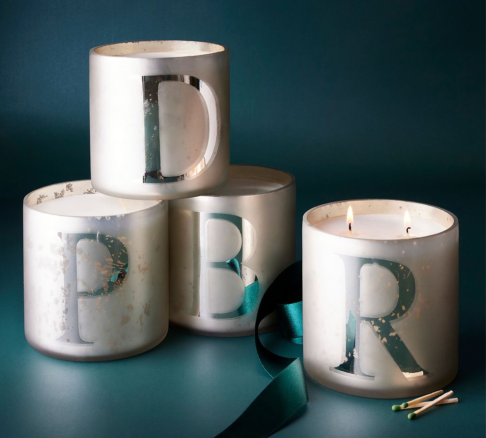 Alphabet Mercury Glass Scented Candles - Frosted Pine | Pottery Barn