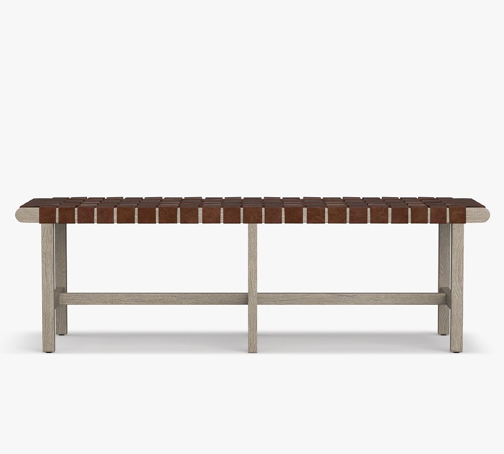 Fenton Woven Leather Bench | Pottery Barn