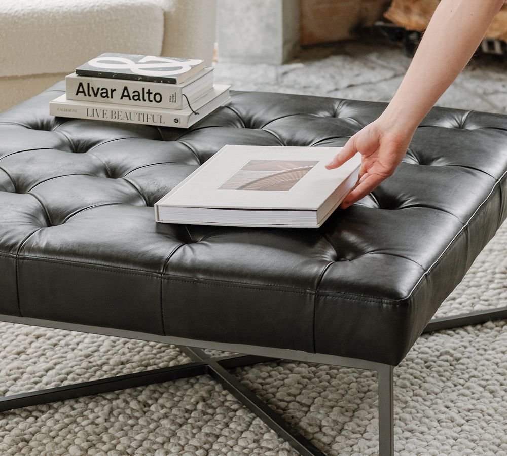 Callaway Rectangular Leather Coffee Table | Pottery Barn