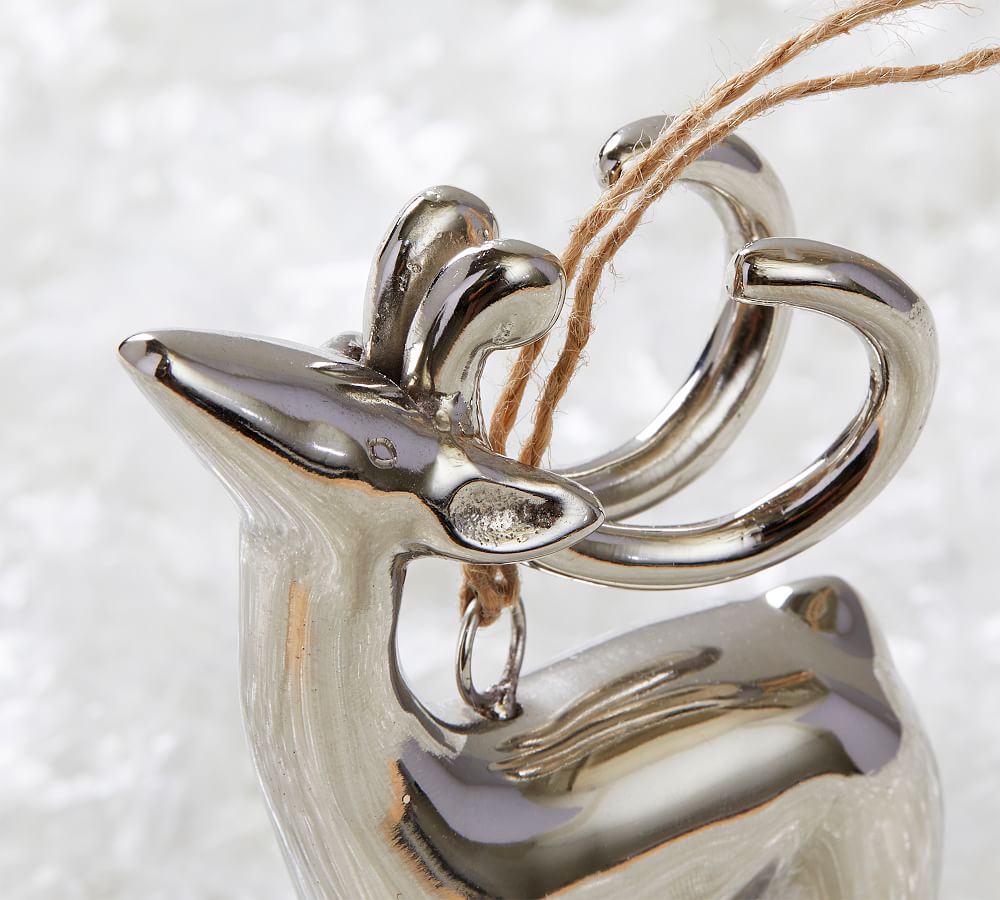 Silver Reindeer Ornament | Pottery Barn
