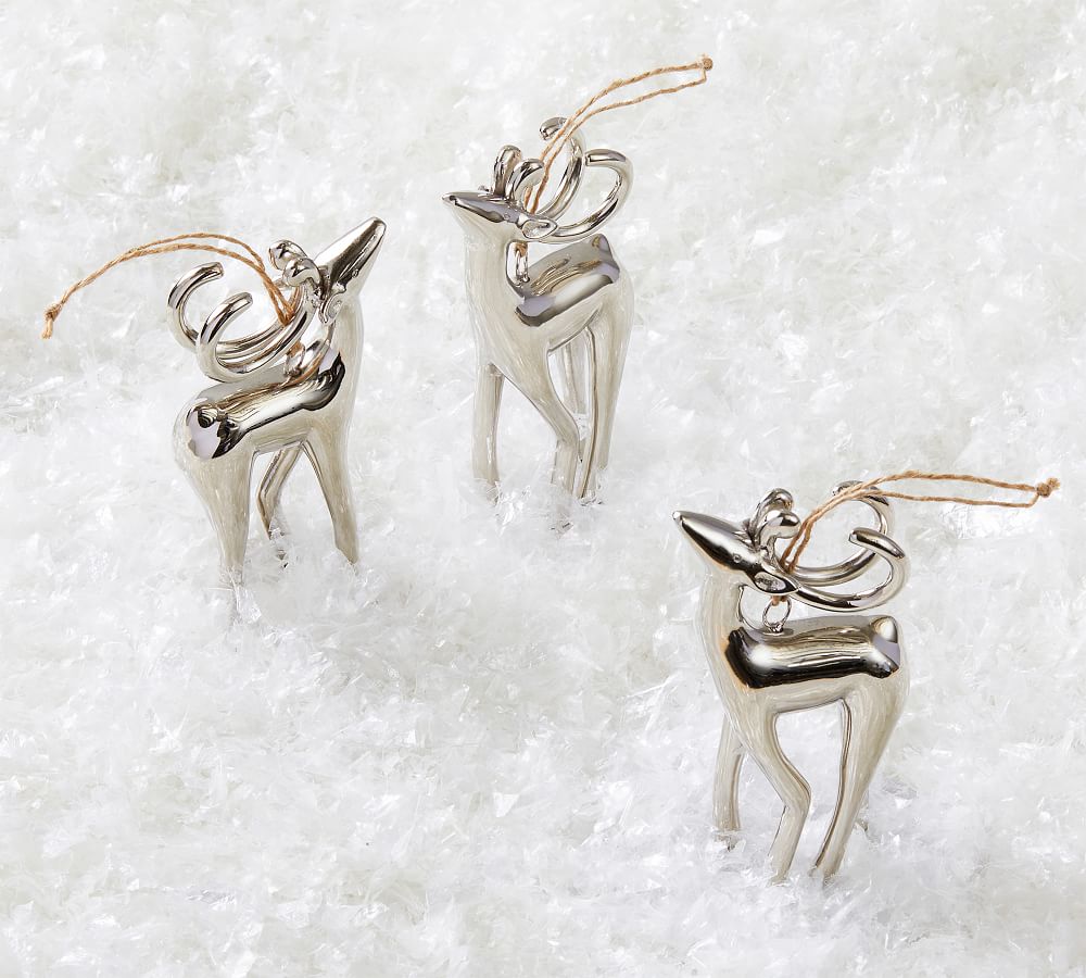 Silver Reindeer Ornament | Pottery Barn