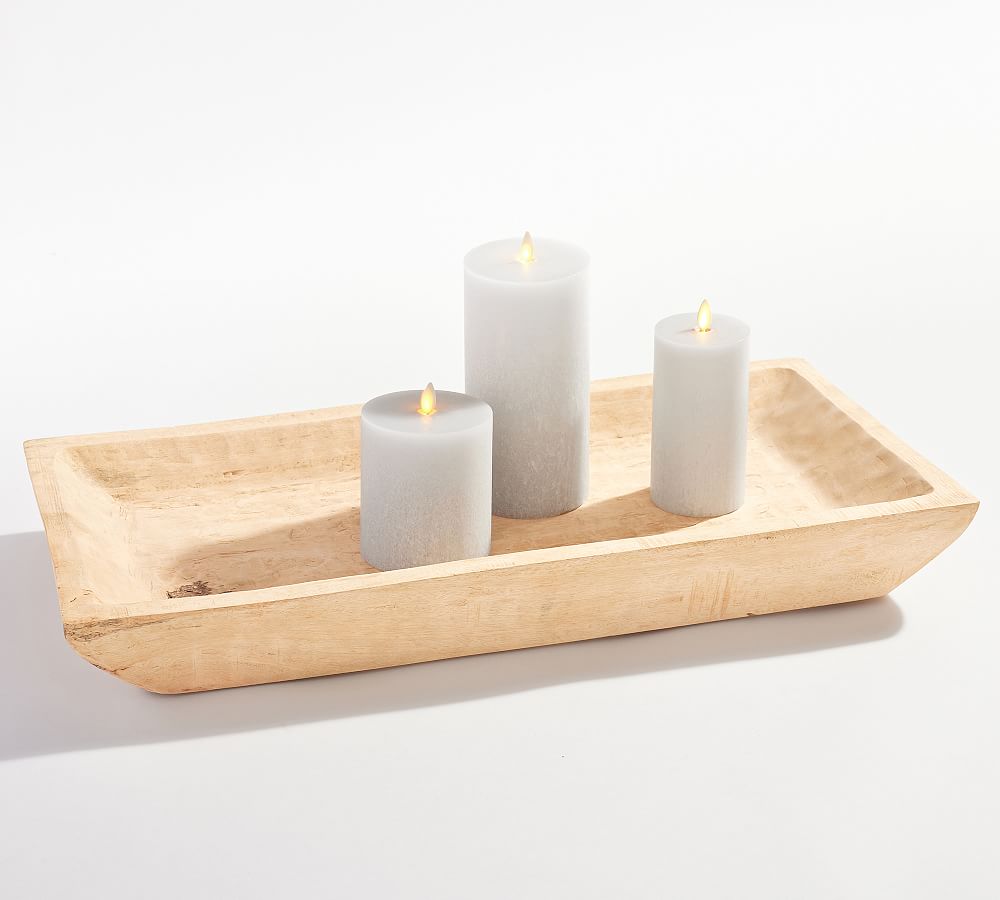Rediscovered Natural Handcrafted Wooden Candle Trays | Pottery Barn