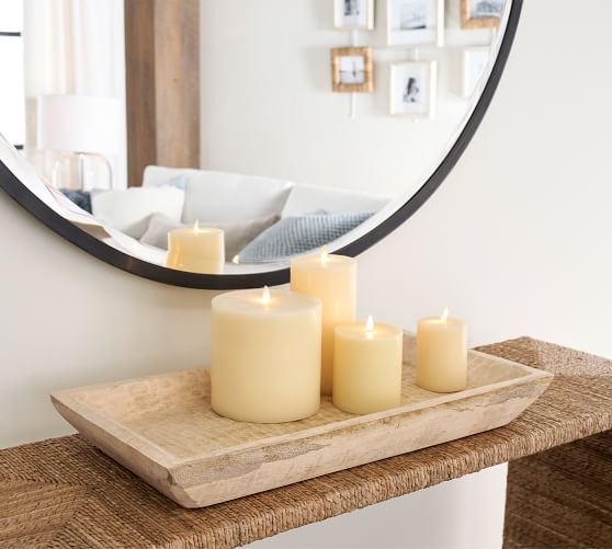 Rediscovered Natural Handcrafted Wooden Candle Trays | Pottery Barn