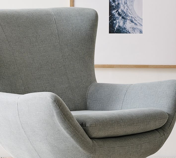 Wells Upholstered Tight Back Swivel Armchair | Pottery Barn