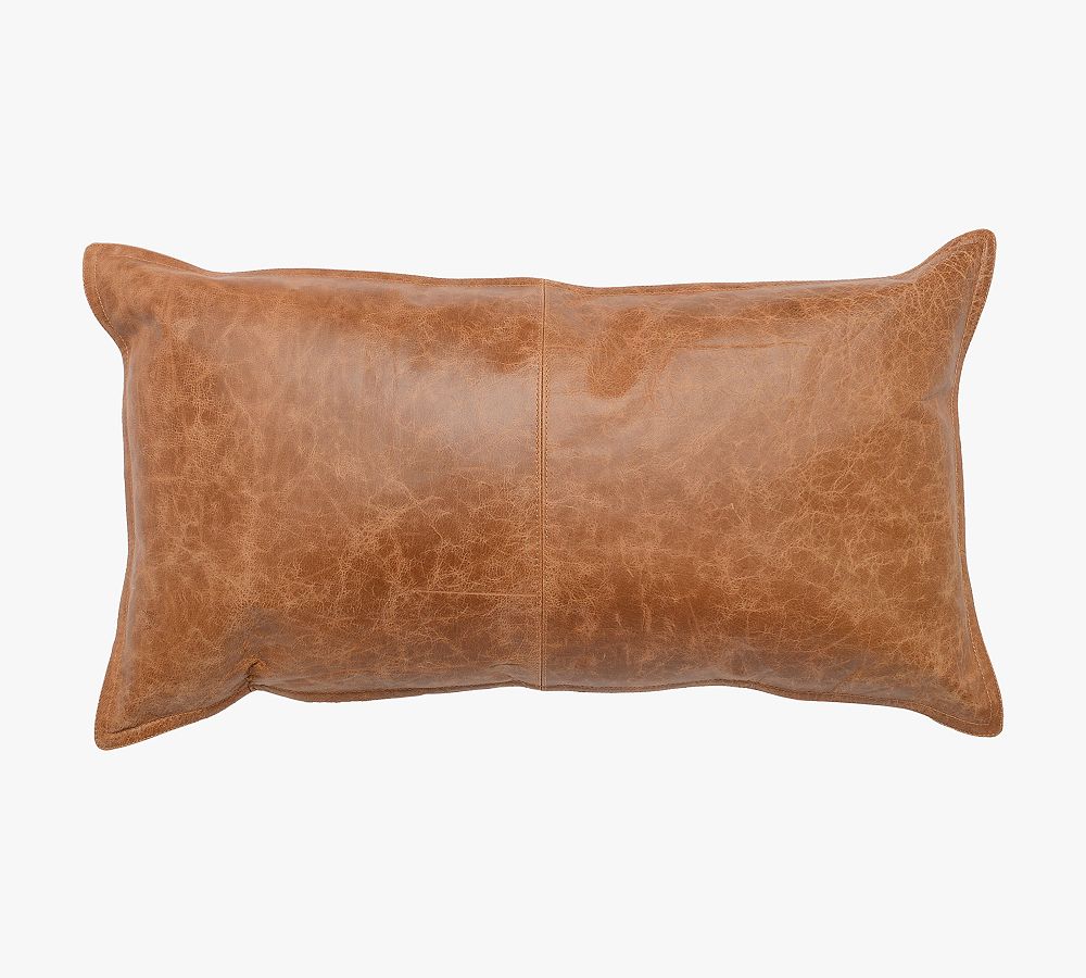Gaona Leather Lumbar Throw Pillow | Pottery Barn