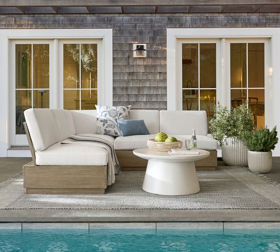 Indio Modern Platform L-Shaped 3-Piece Outdoor Sectional | Pottery Barn