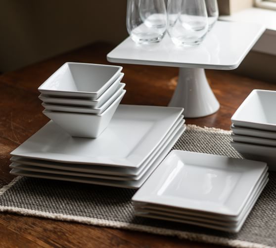BIA Square Porcelain Salad Plates - Set of 4 | Pottery Barn