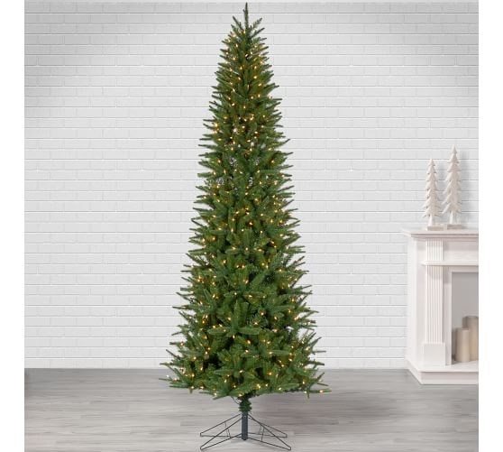 Pre-Lit Faux Natural Cut Narrow Northern Spruce Tree | Pottery Barn