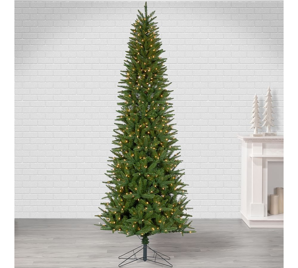 Pre-Lit Faux Natural Cut Narrow Northern Spruce Tree | Pottery Barn