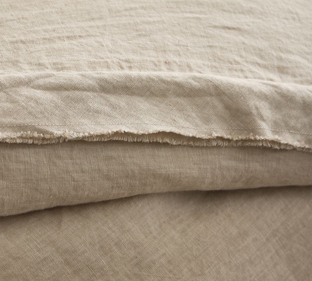 Belgian Flax Linen Double Flange Solid Duvet Cover - Natural | Pottery Barn