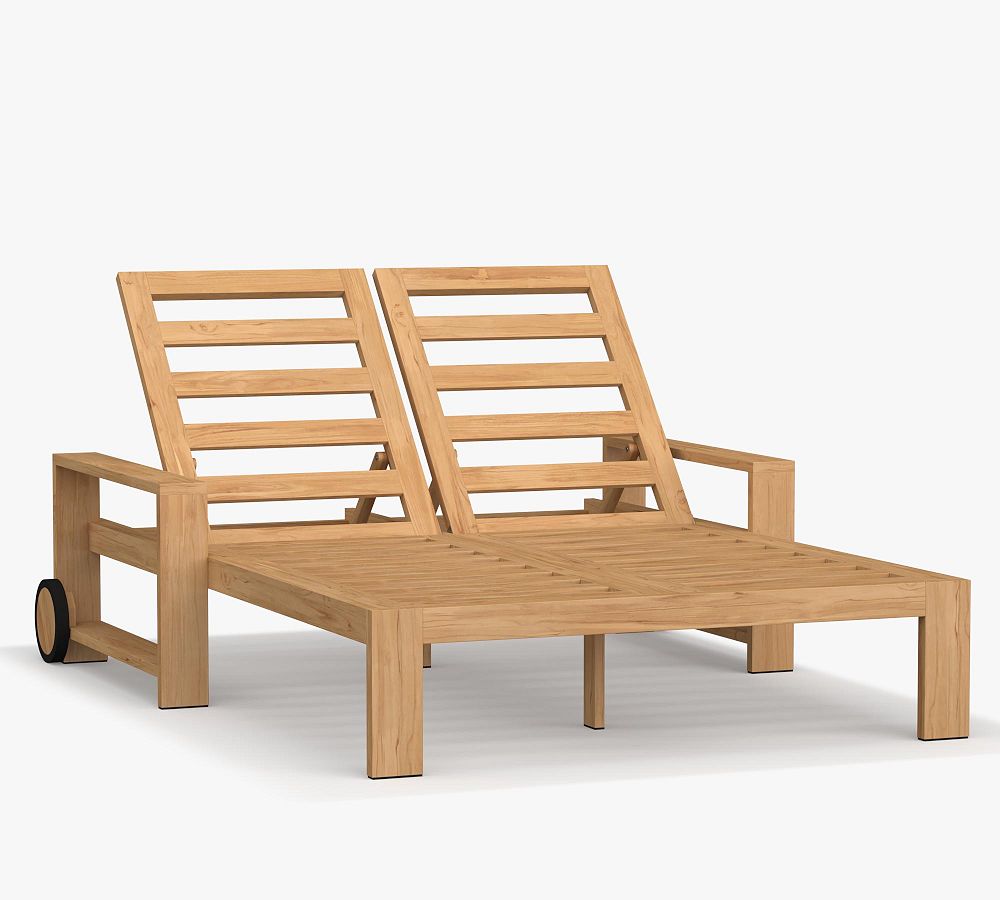 Malibu FSC® Teak Double Outdoor Chaise | Pottery Barn
