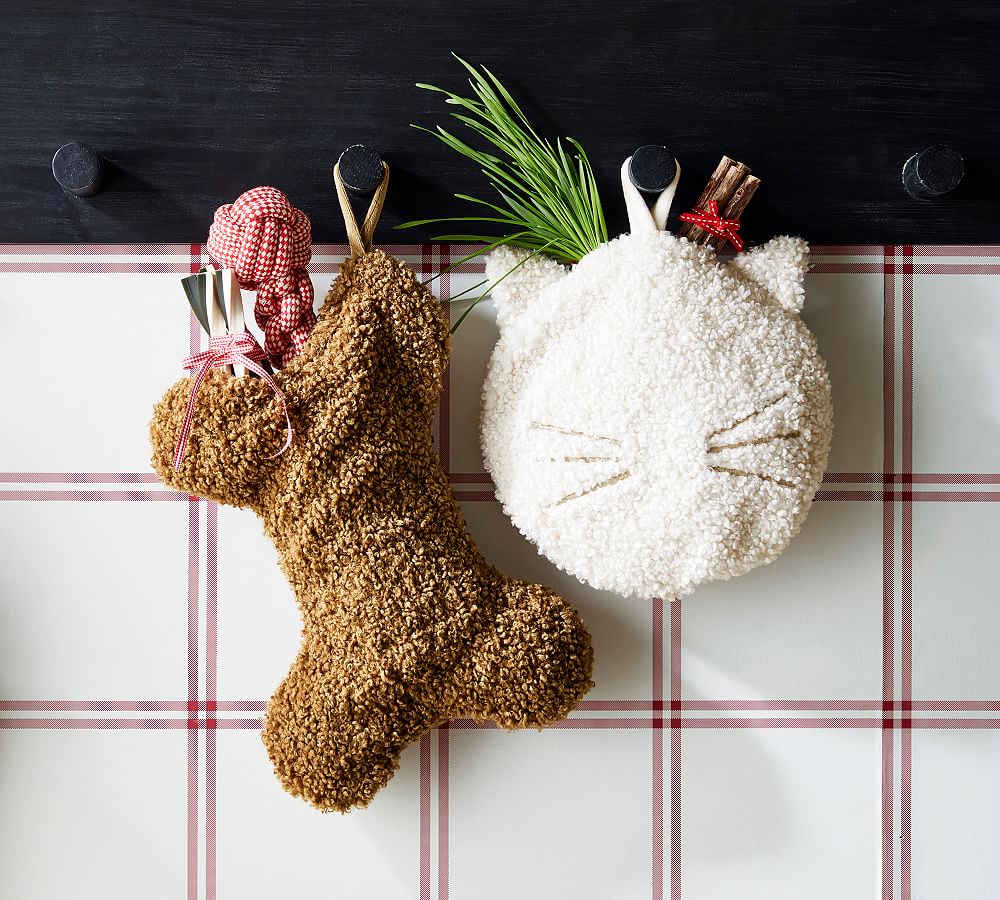 Cozy Teddy Faux Fur Cat Pet Stocking | Pottery Barn