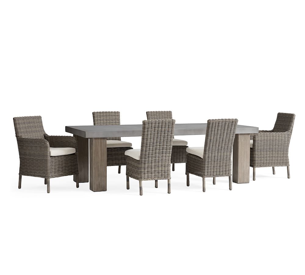 Abbott Concrete & FSC® Acacia Gray Chunky Leg Dining Table + Huntington ...