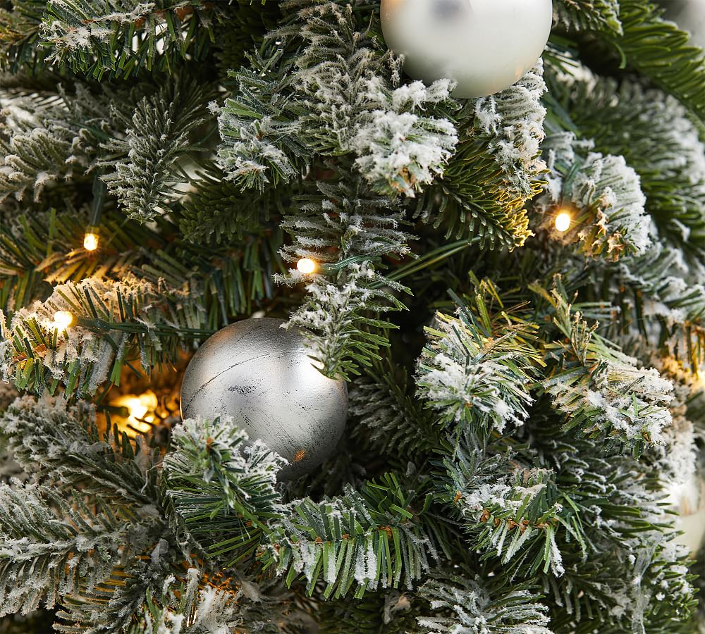 Pre-Lit Faux Frosted Pine Christmas Tree With Ornaments - 4' | Pottery Barn